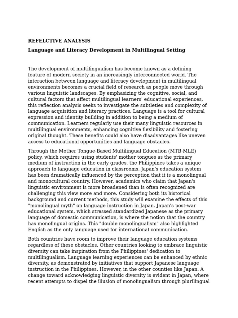 Multilingualism in Education: A Comparative Analysis | PDF ...