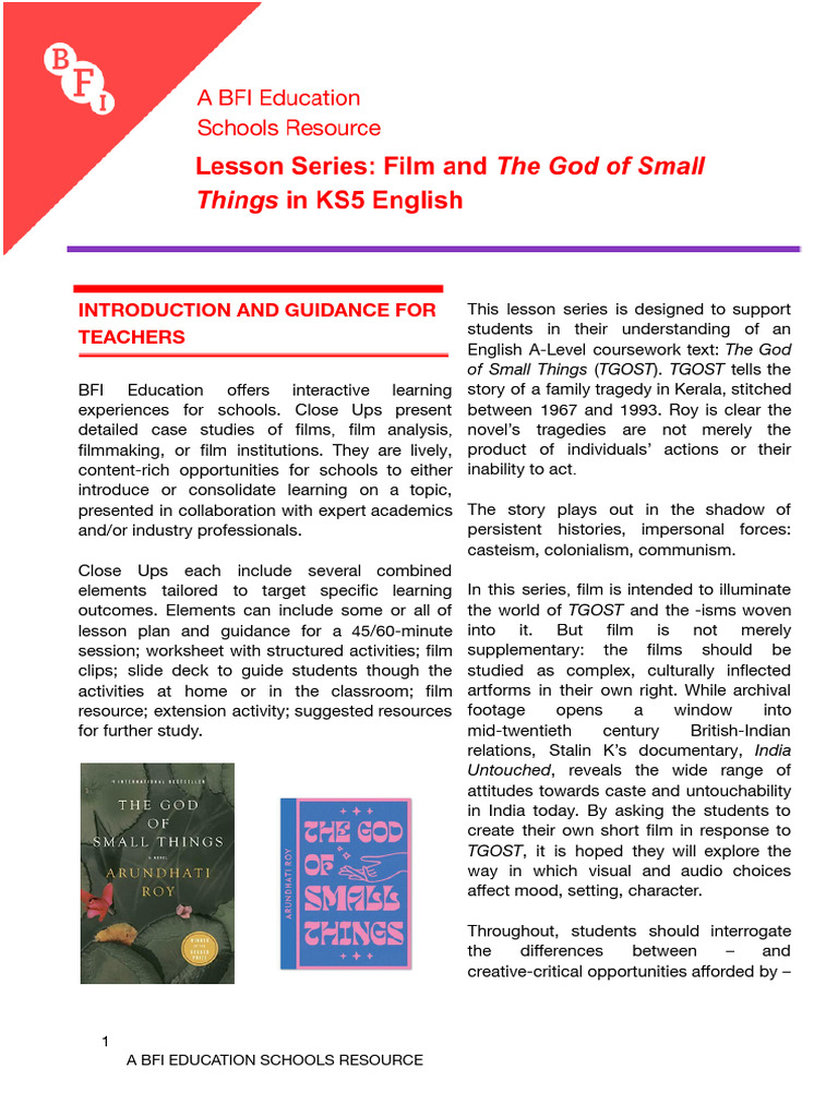 Bfi The God of Small Things Intro Guidance | PDF | Learning