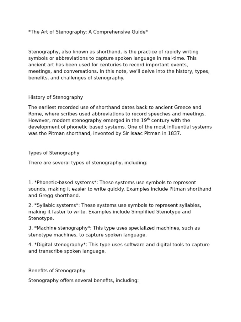 Comprehensive Stenography Guide | PDF | Shorthand | Writing