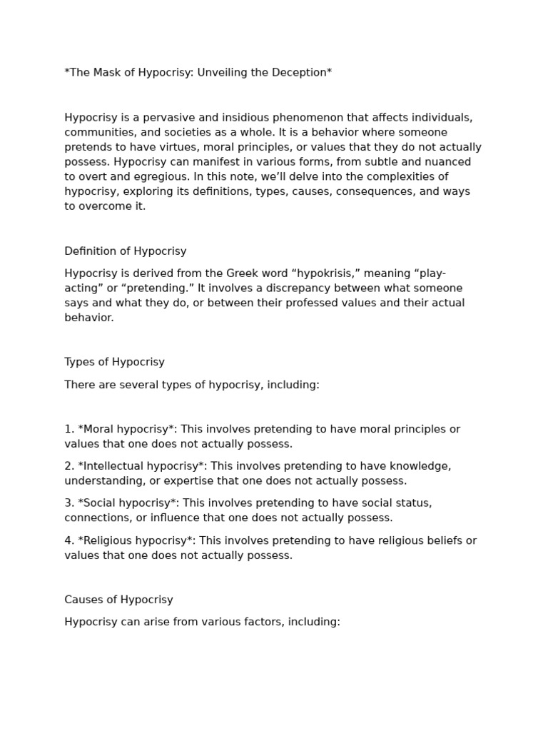 Hypocrisy | PDF | Social Psychology | Psychology