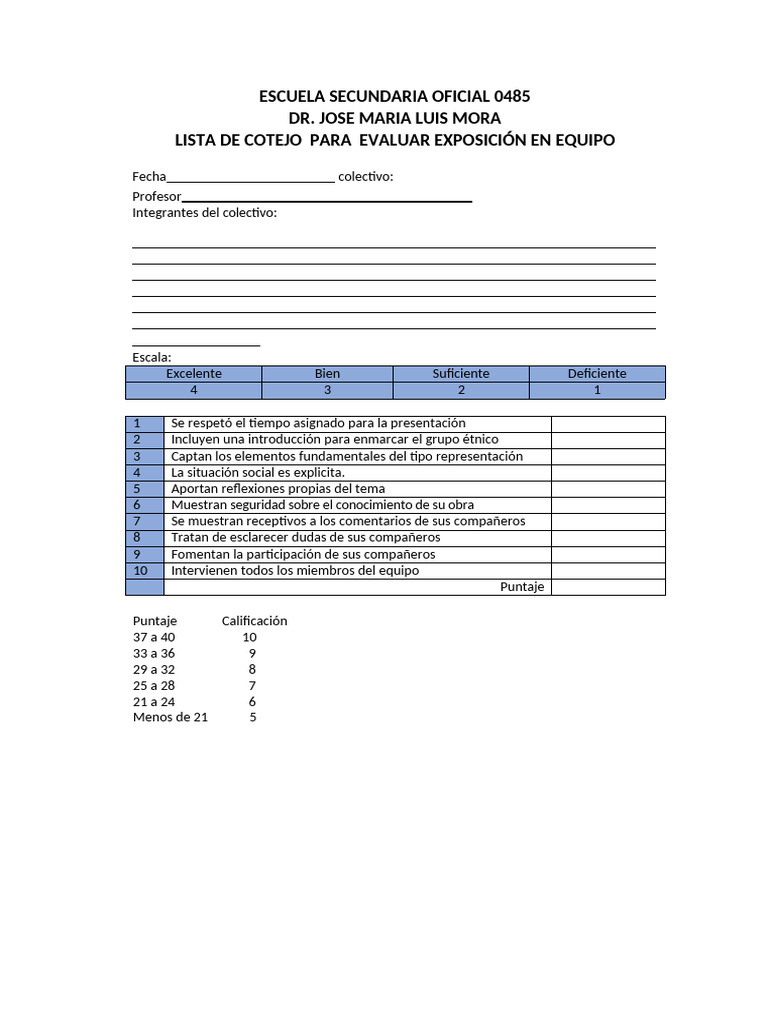Evaluación de Exposición en Equipo | PDF