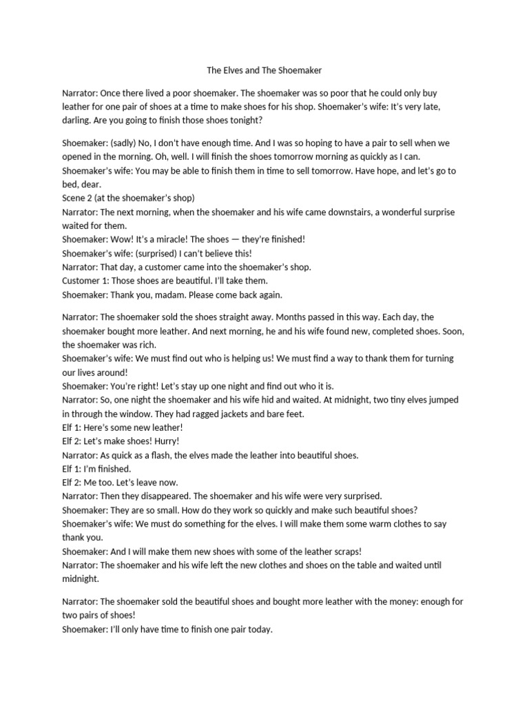 2.2 The Elves and The Shoemaker | PDF | Elves | Shoe