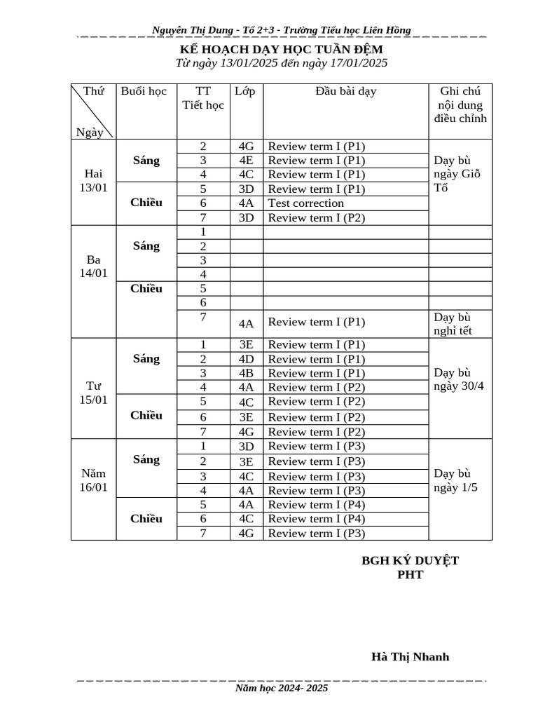 TA-Nguyễn Dung-KHDH Tuần Đệm (2024-2025) | PDF