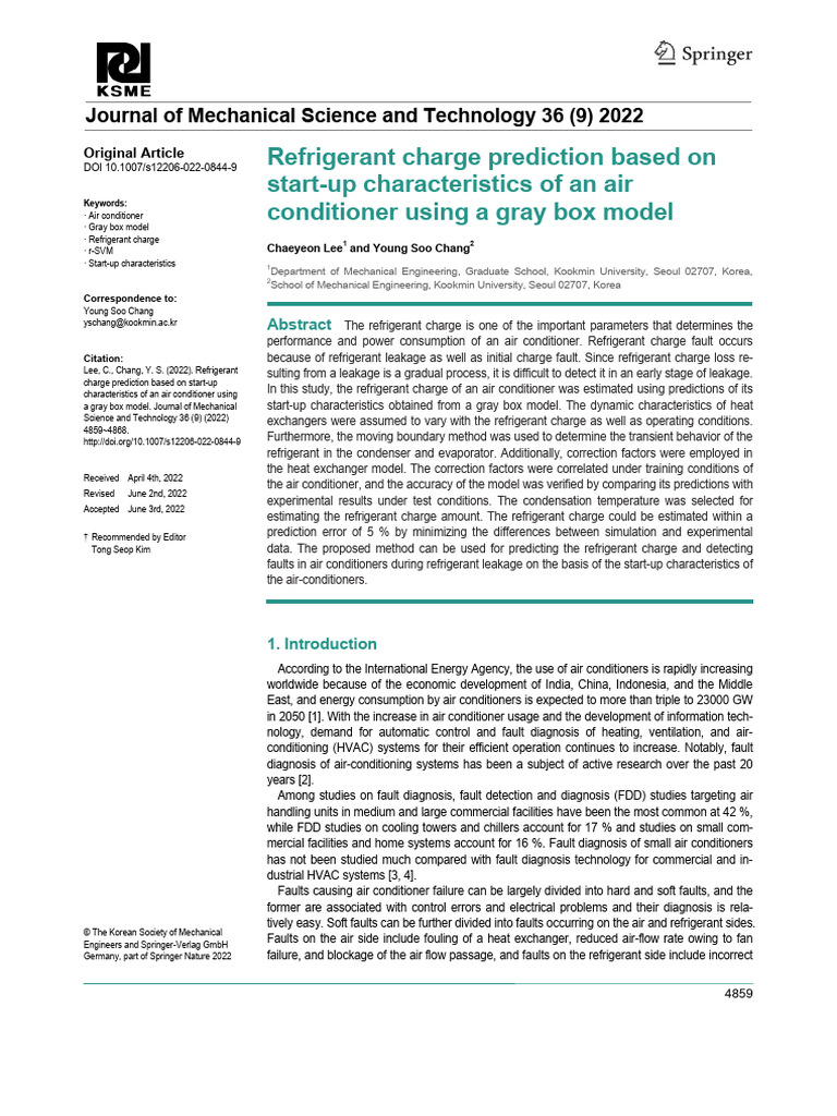 Springer - Refrigerant Charge Prediction Gray Box Model | PDF | Air ...