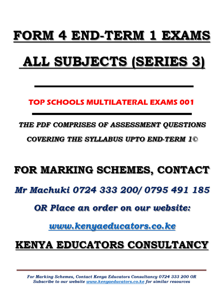 Form 4 Endterm 1 s3 Exams | PDF
