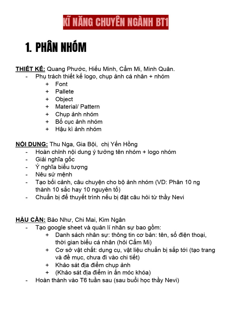 Kĩ Năng Chuyên Ngành BT1 | PDF