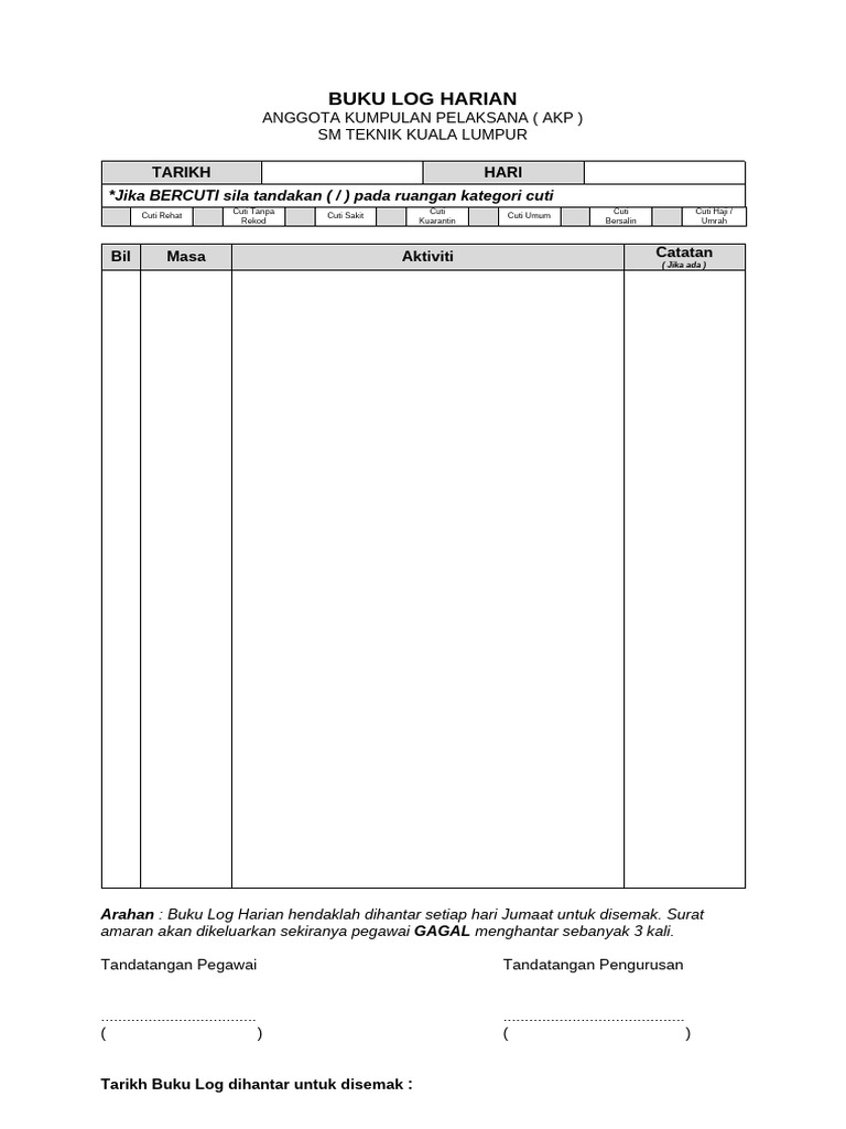 BUKU LOG HARIAN | PDF