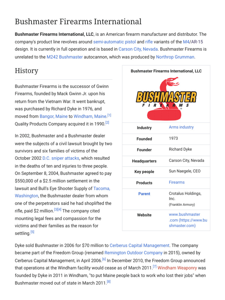 Bushmaster Firearms International - Wikipedia | PDF | Firearms ...