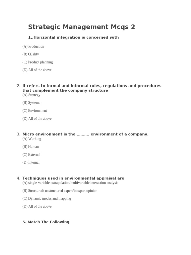 SM Mcqs L2 | PDF | Strategic Management | Gross Domestic Product