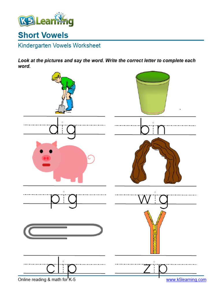 Kindergarten Picture Write Letters Short Vowels 3 | PDF