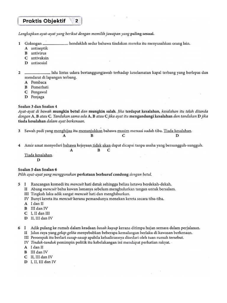 Latihan BM T3 Objektif Praktis 2 | PDF
