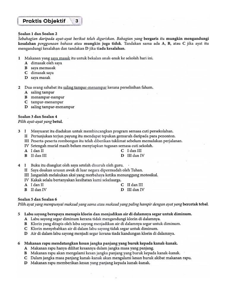 Latihan BM T3 Objektif Praktis 3 | PDF