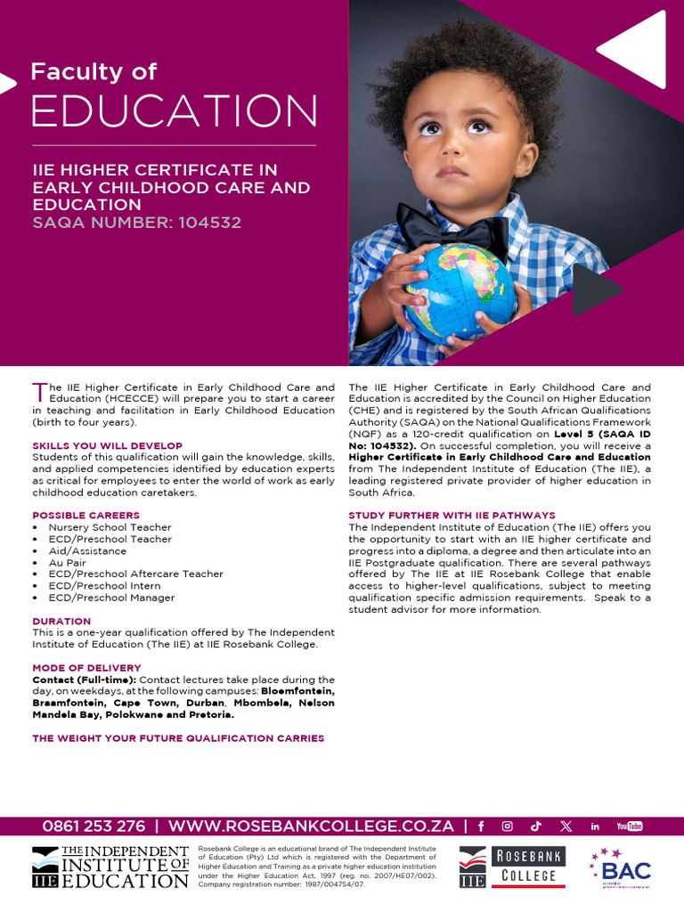 2024 IIE Higher Certificate in Early Childhood Care and Education - Final | PDF | 64 Bit ...