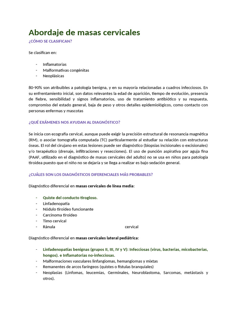 Abordaje de masas - adenopatías cervicales | PDF | Linfoma | Sarcoma