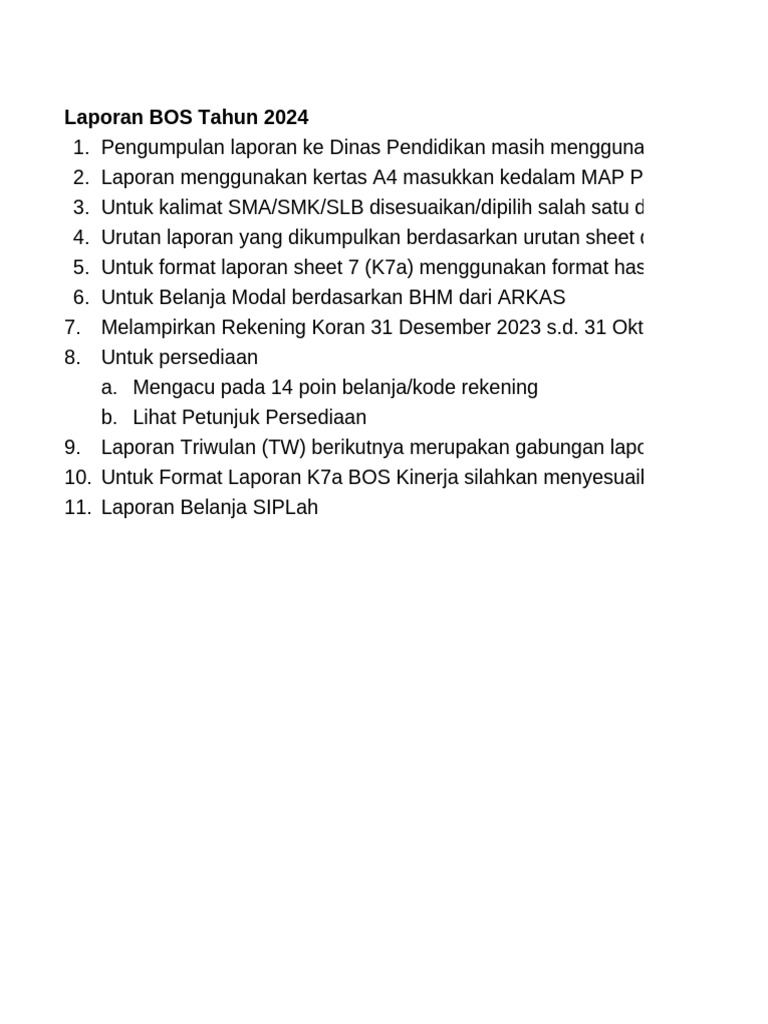 Laporan BOS 2024 untuk Sekolah | PDF