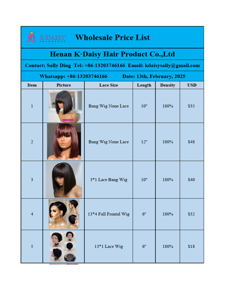 Wigs Catalogue (2025-02-21 21 - 09 - 59) | PDF | Wig | Hair