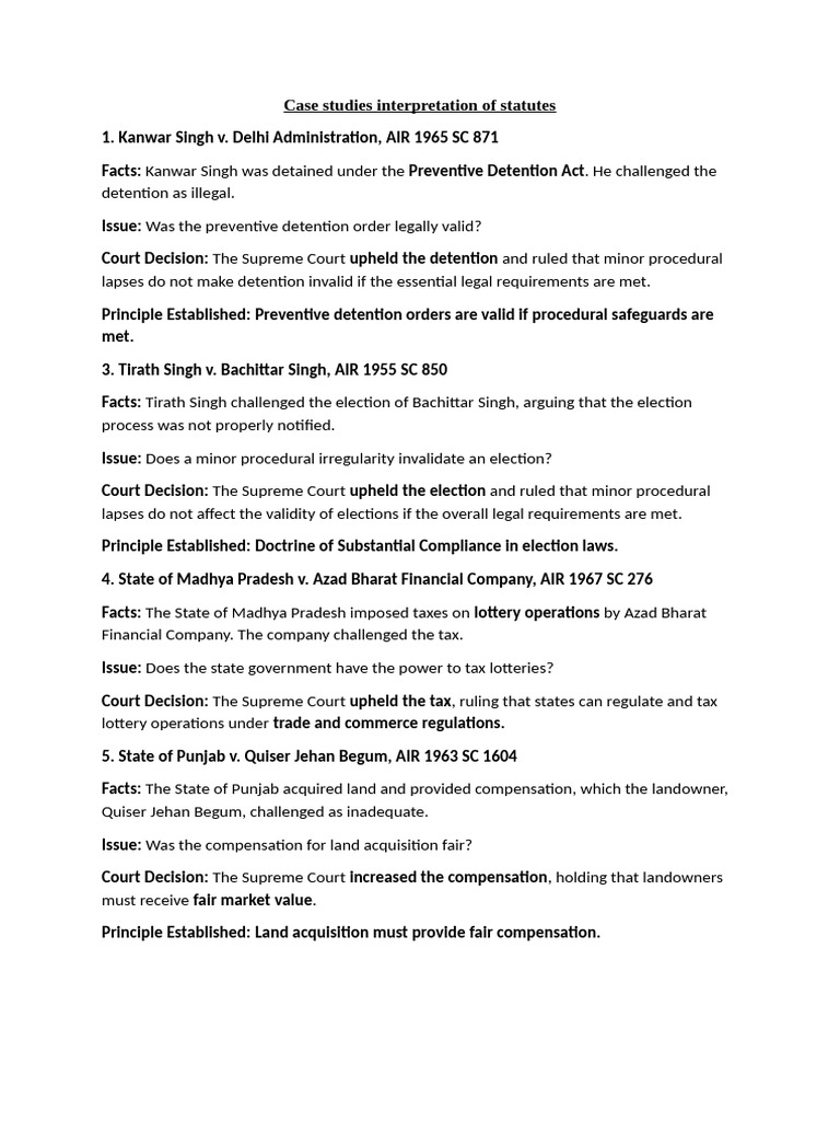 Case Studies Interpretation of Statutes. | PDF | Defamation | Supreme ...