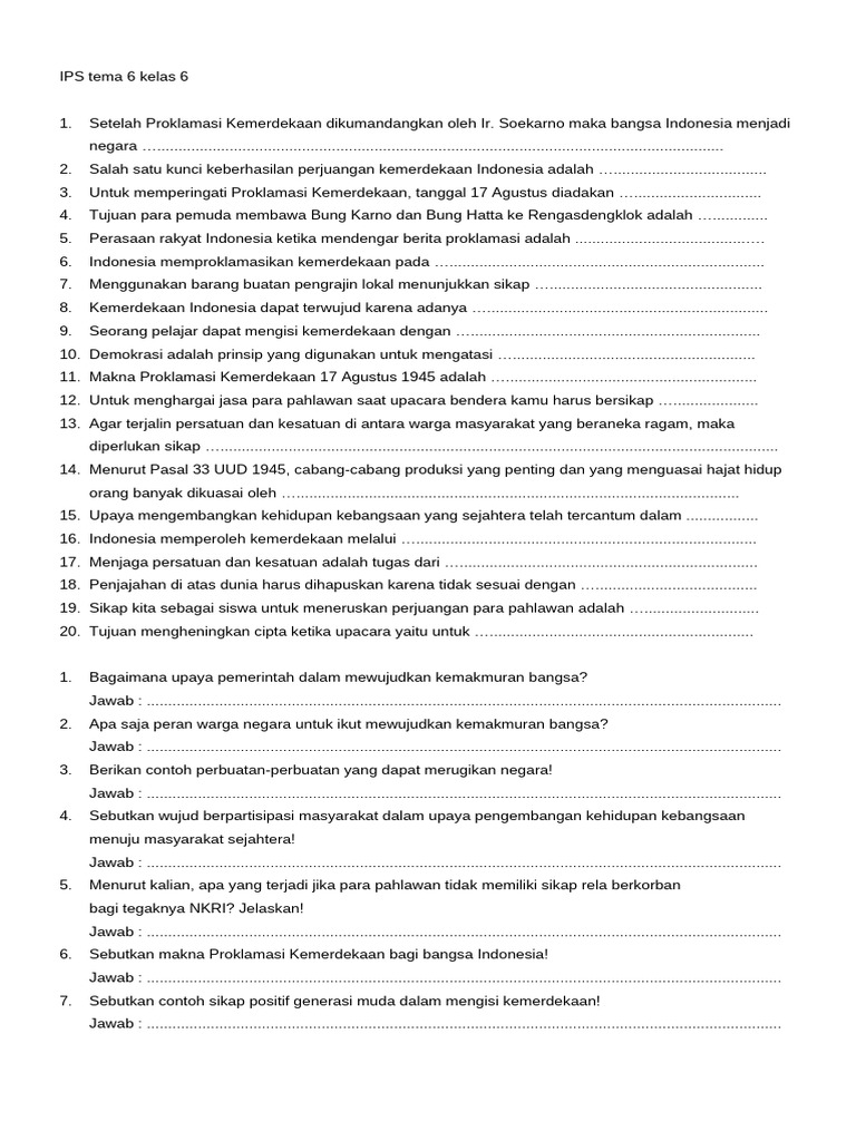 Ips Tema 6 Kls 6 | PDF