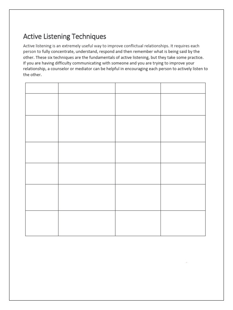Active Listening Worksheet 0117-2 | PDF | Human Communication ...