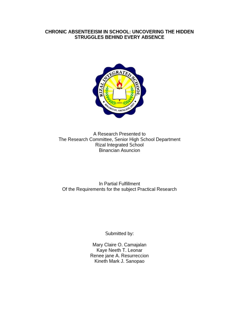 Chronic Absenteeism in School | PDF | Sampling (Statistics) | Teachers