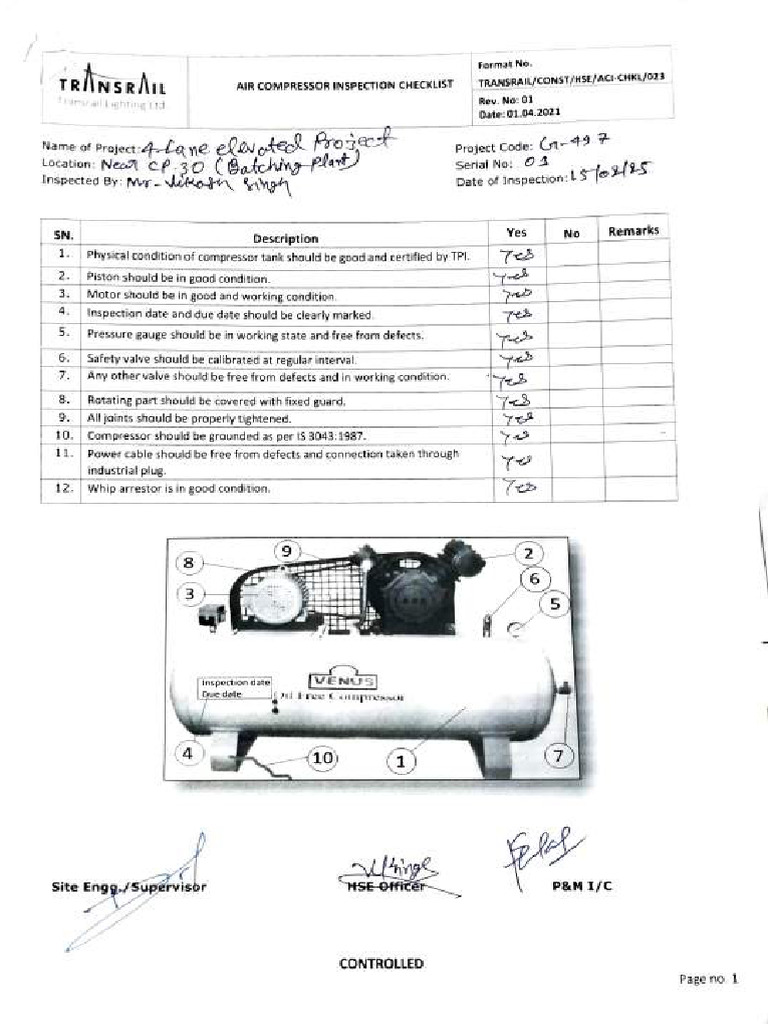 Air compressor inspection Mar 05, 2025_compressed | PDF | Manufactured ...