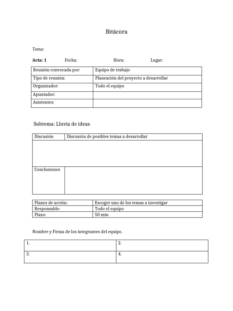 Ejemplo de Bitacora | PDF