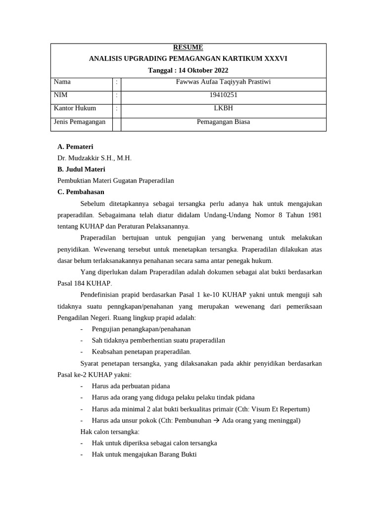 RESUME UPGRADING 5 - Fawwas Aufaa | PDF