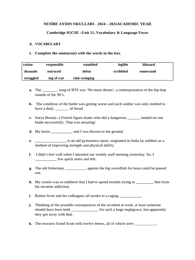 Cambridge IGCSE Vocabulary & Language Exercises | PDF | Greenhouse Effect