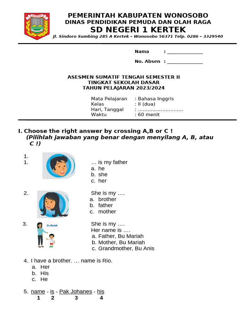 soal uts kelas 2 fix | PDF | Semantics | Language Mechanics