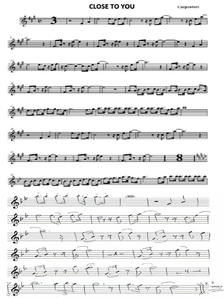 CLOSE TO YOU - clarinet & tenor sax | PDF