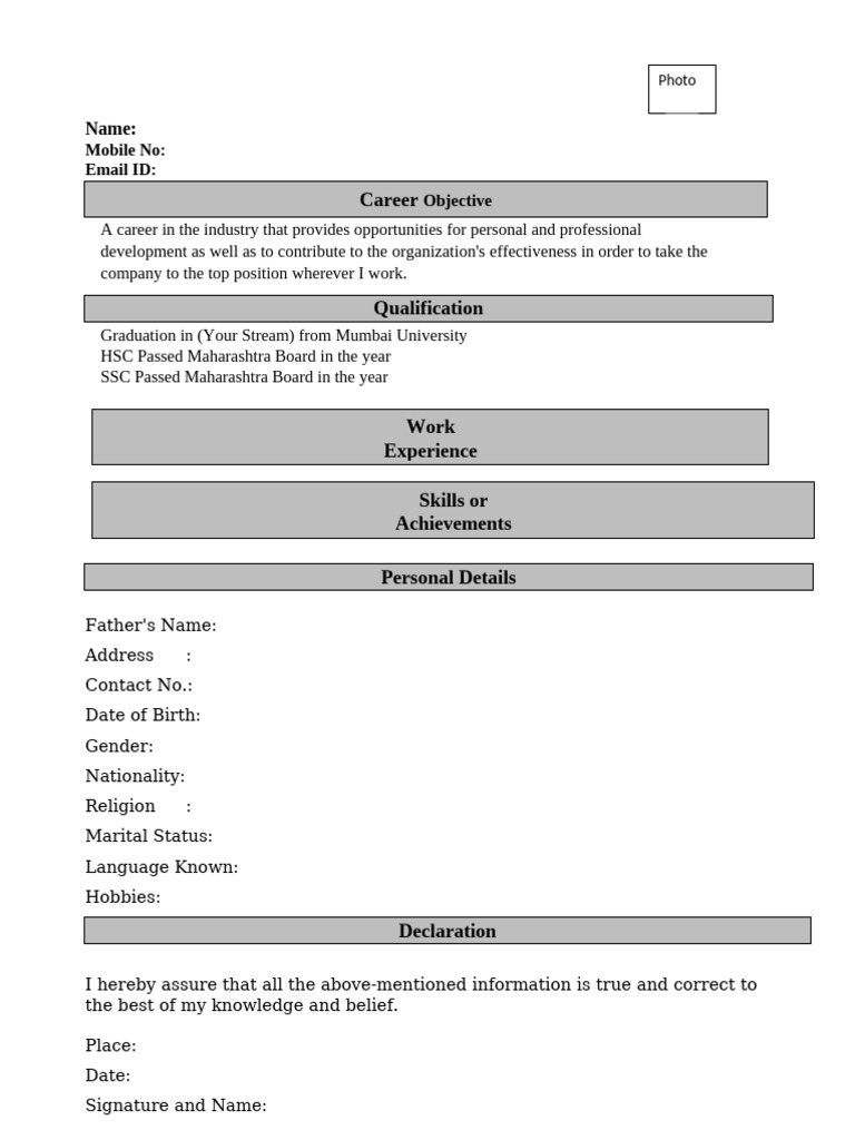 Resume Format 2 2 | PDF