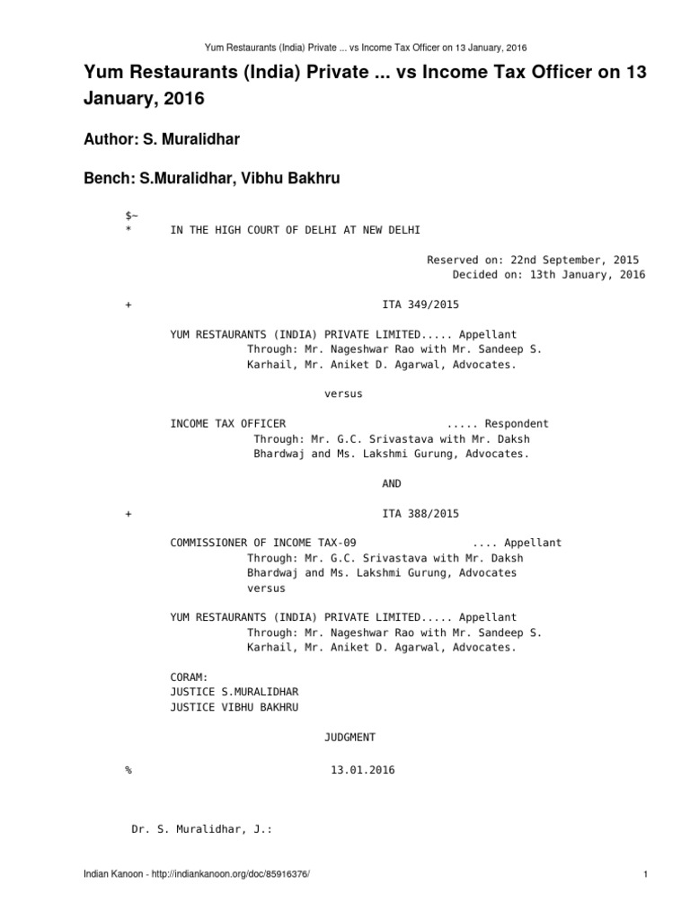 Yum Restaurants v. ITO | PDF | Franchising | Expense