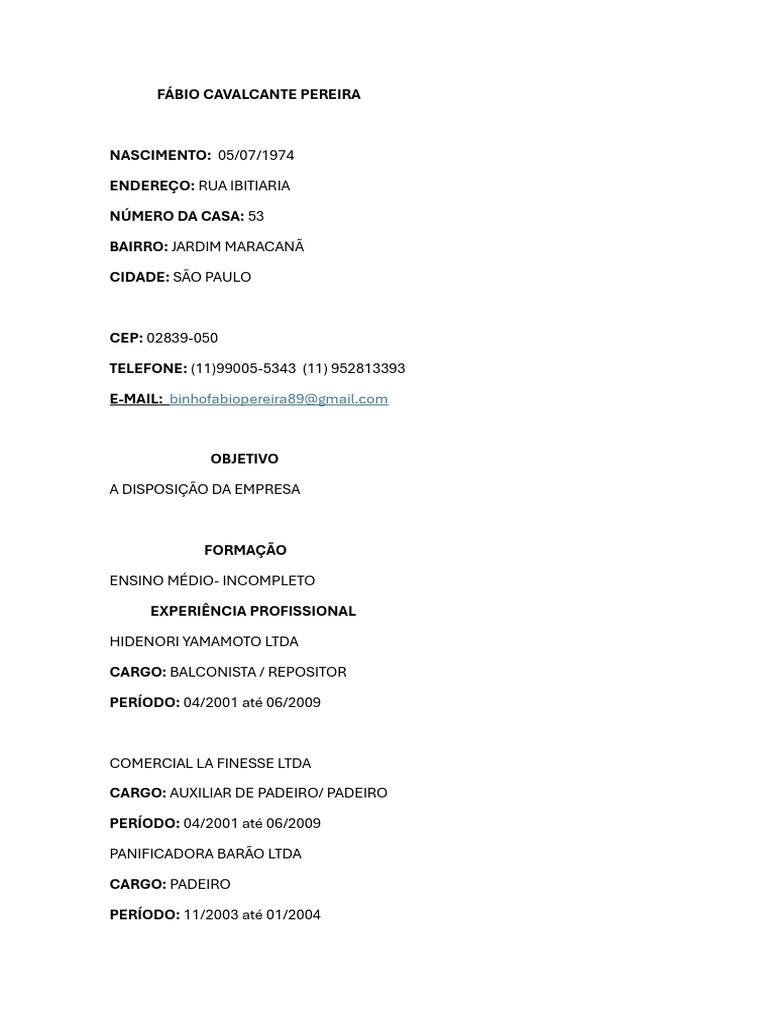 Currículo Fábio | PDF