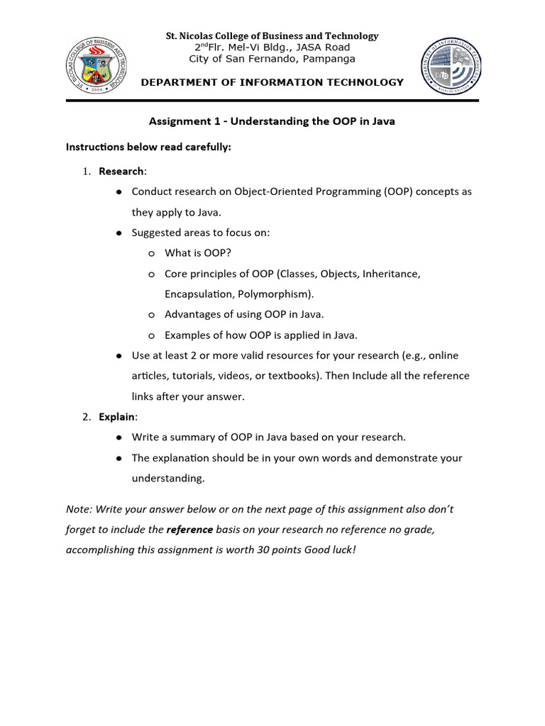 Assignment 1 - Understanding The OOP in Java - Richard C. Cayabyab ...