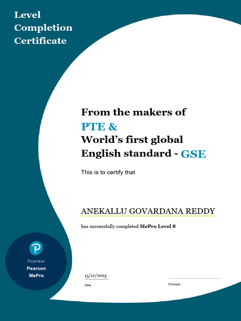 MePro Level 8 Completion Certificate | PDF