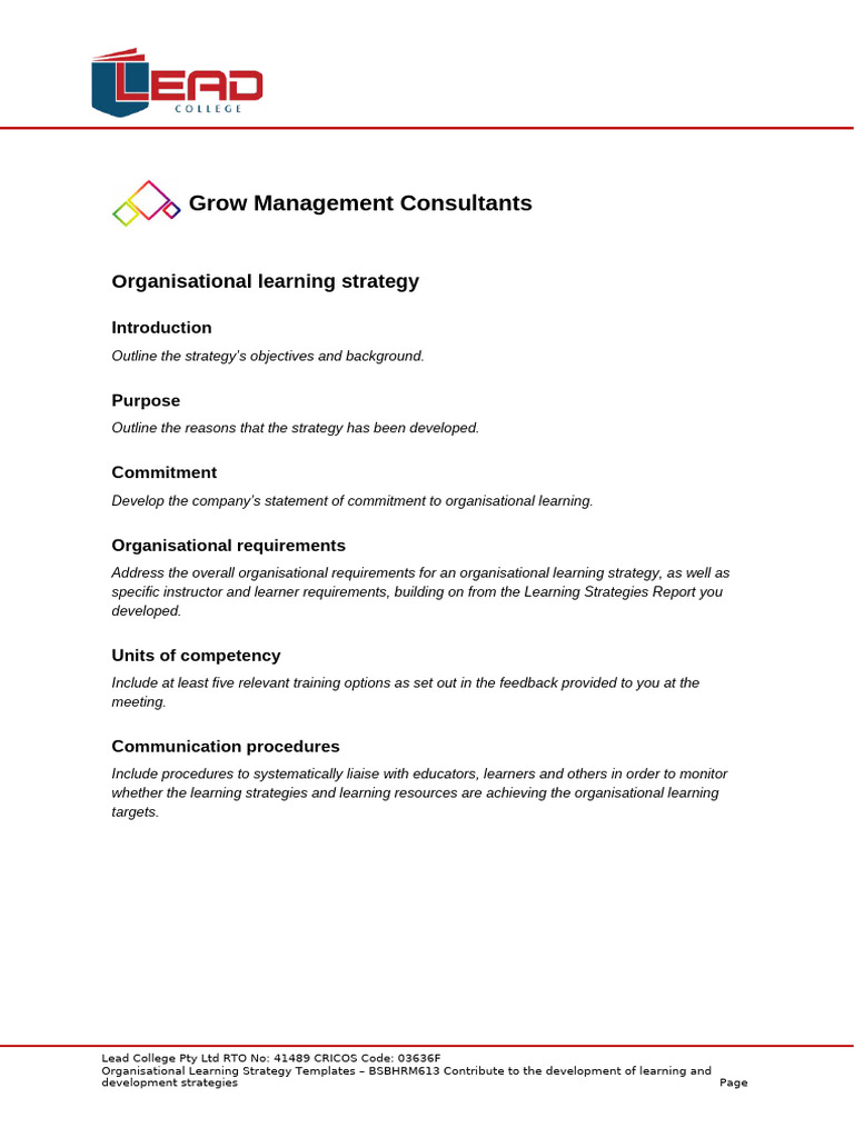 BSBHRM613 Organisational Learning Strategy | PDF
