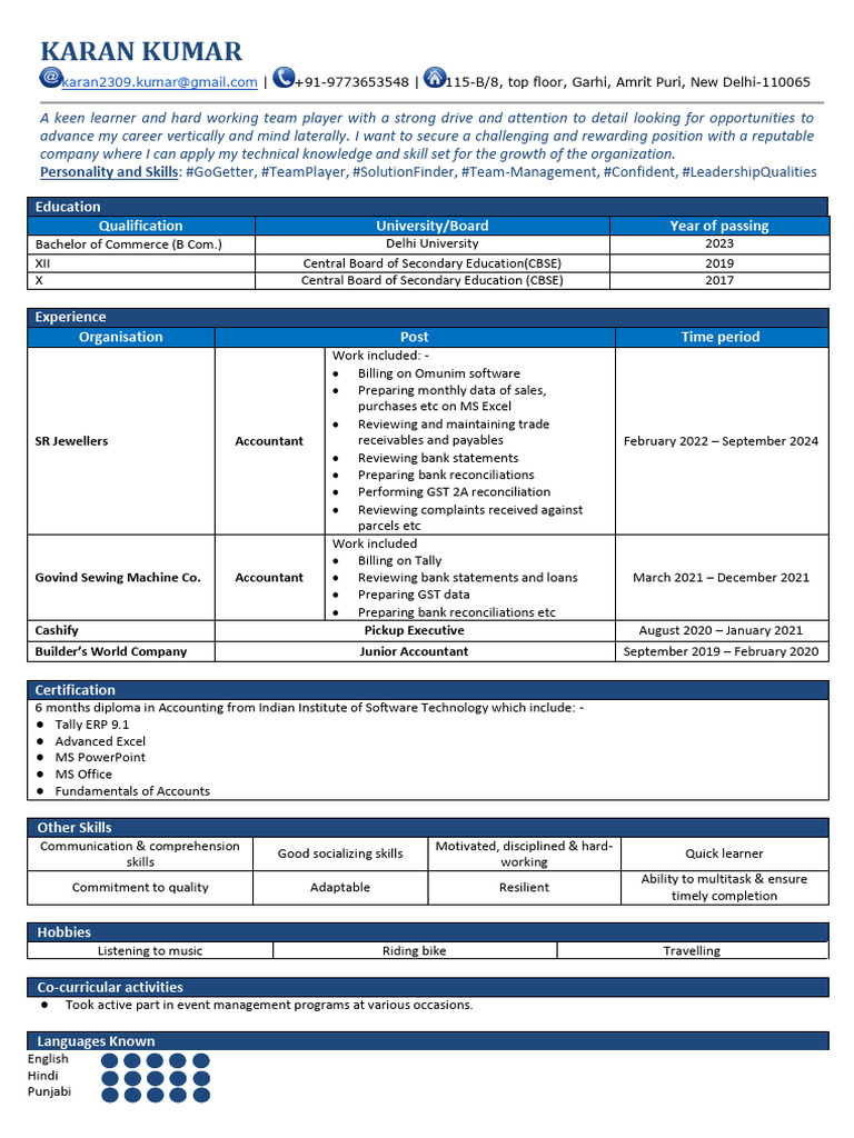 Karan Kumar Resume | PDF | Learning