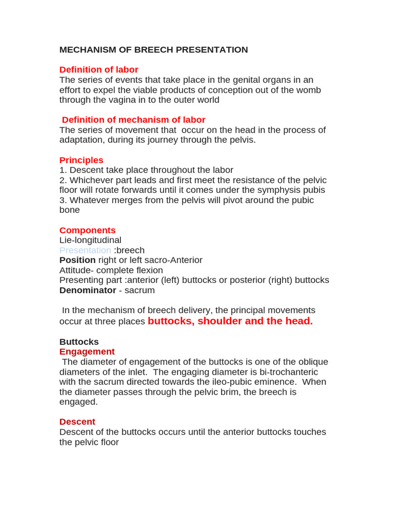 Mechanism of Breech Presentation | PDF | Pelvis | Anatomical Terms Of Motion