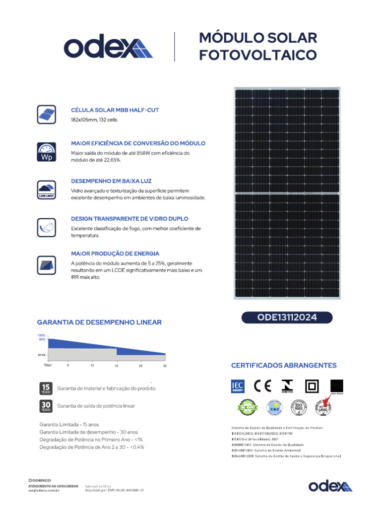 Datasheet Modulo ODEX ODE10092024 610W | PDF