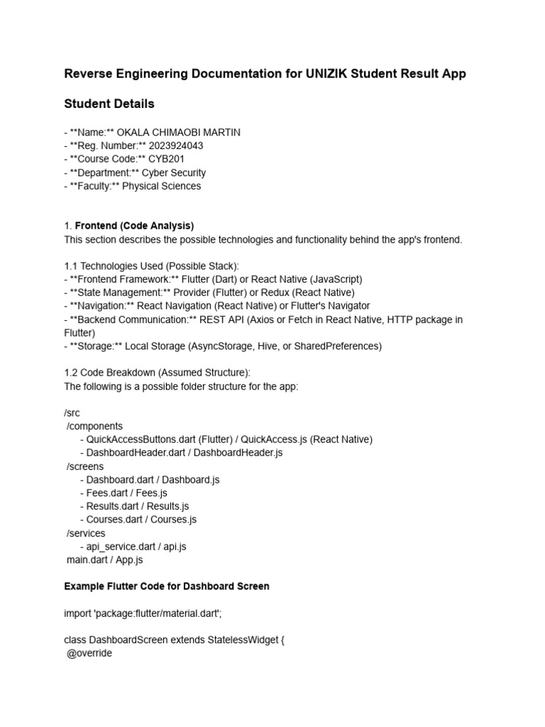 Unizik - Student App Reverse Engineering PDF | PDF | Information Technology | Computing