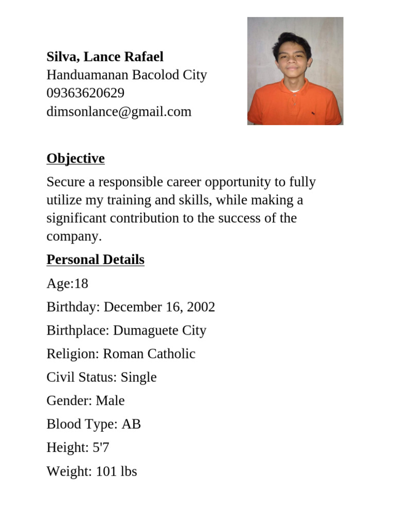 Lance Rafael Silva Resume | PDF