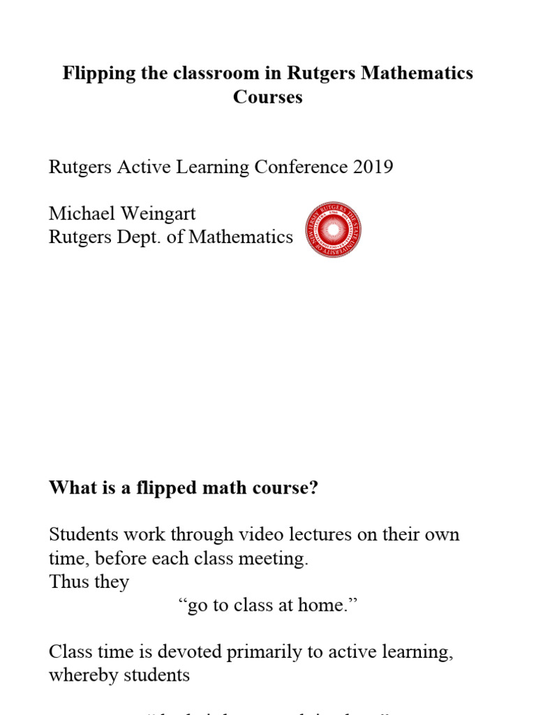 Flipped Classroom Strategies in Math | PDF | Lecture | Homework