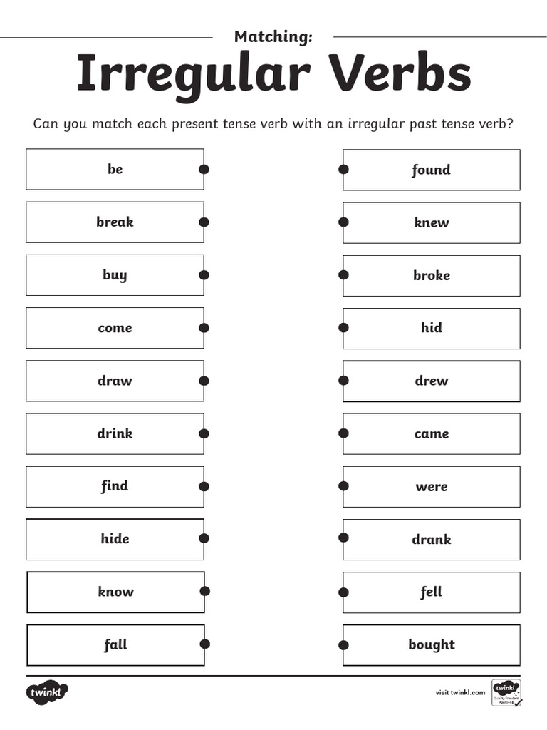 T e 1678808595 Matching Irregular Verbs Activity Sheet - Ver - 1 | PDF