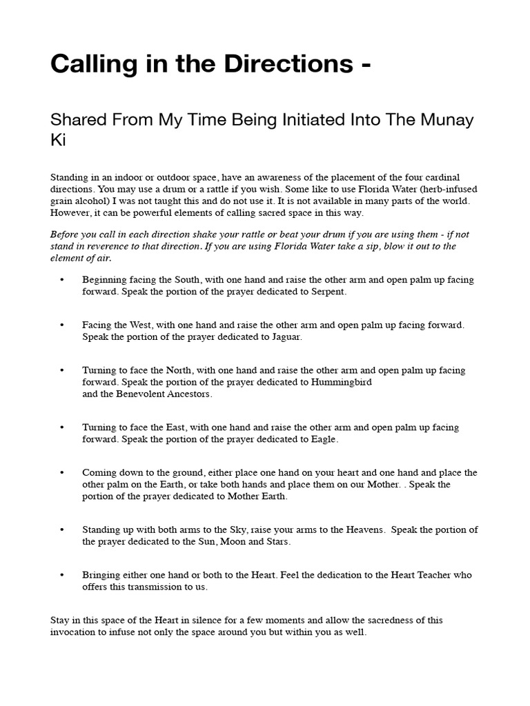 Calling in the Directions Ritual Guide | PDF | Religious Belief And ...