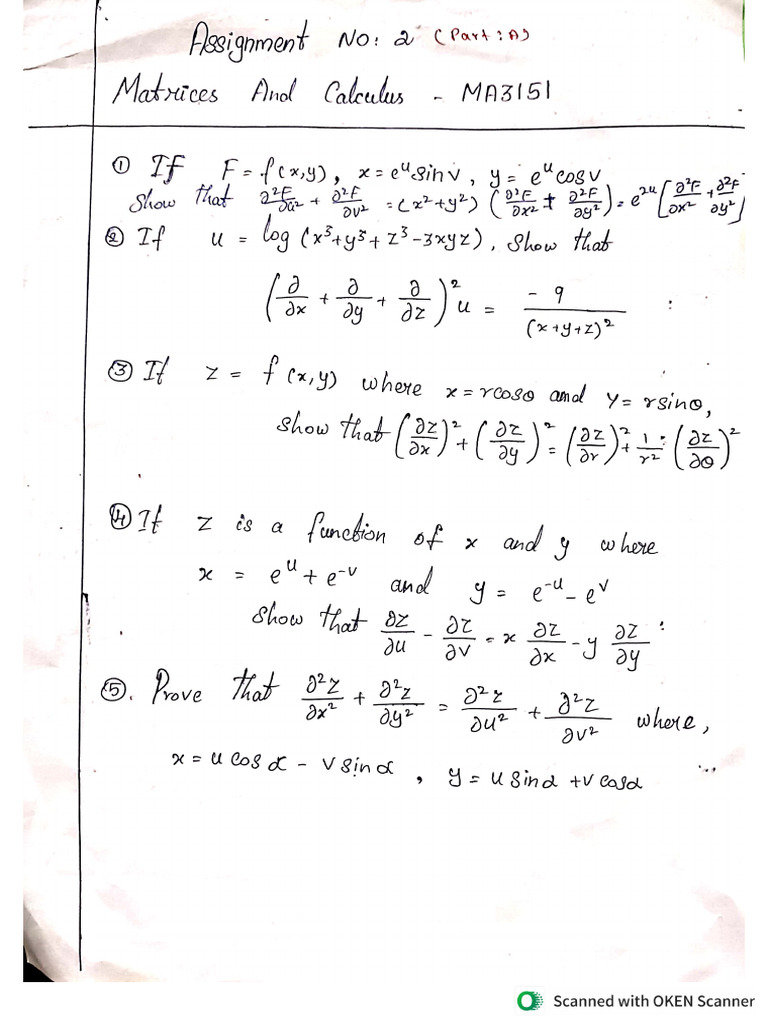 Assignment - 2 (Matrices and Calculus | PDF