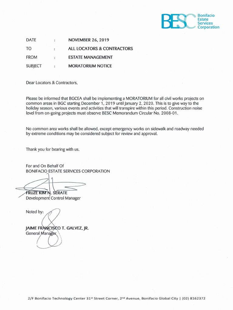 BGC Moratorium_2019 | PDF