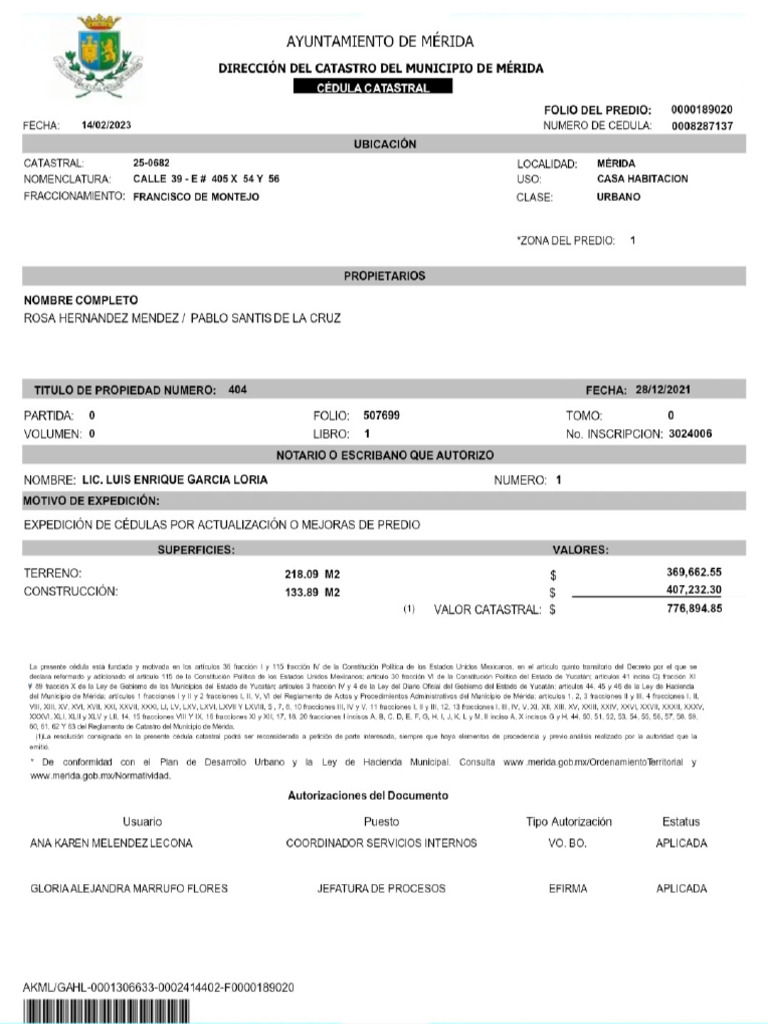 Ejemplo de Pago de Predial | PDF