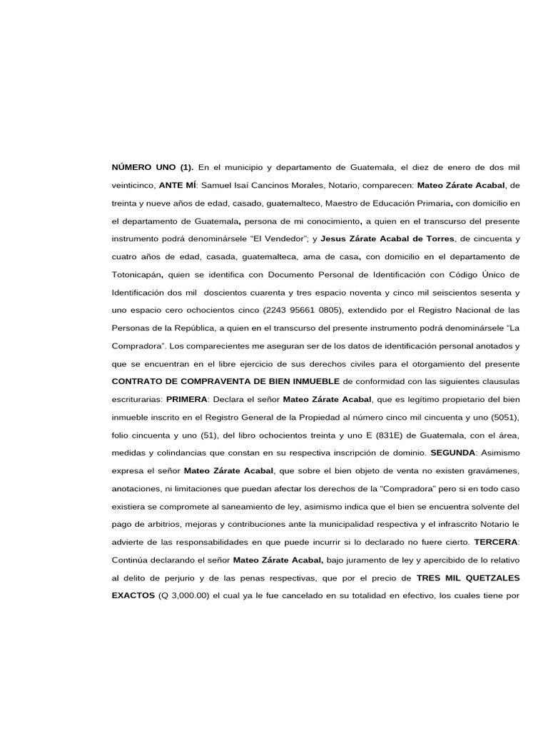 Compraventa Zona 21 Delfina A | PDF | Guatemala