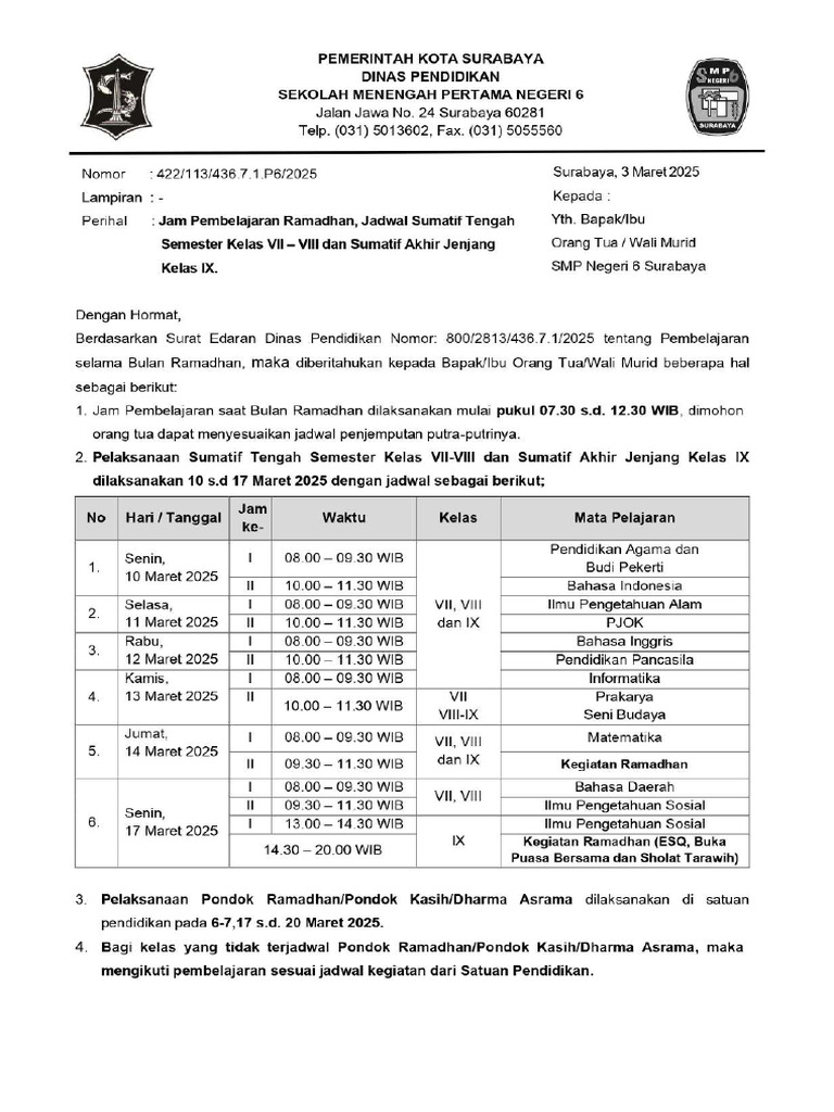 Surat Edaran Ramadhan | PDF
