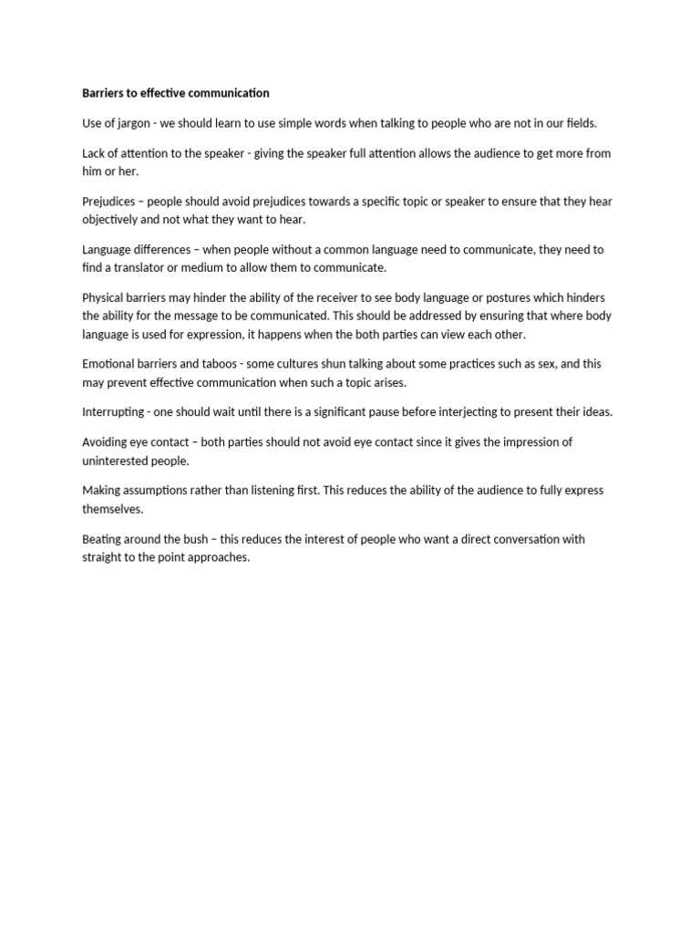 Barriers to Effective Communication | PDF